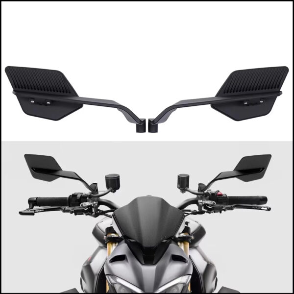 New Big Kawasaki Aerodynamic Wing Motorcycle Mirrors Metal