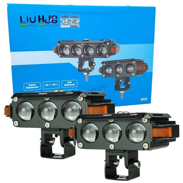HJG S61 Hazard Foglight 120W | Triple Lens Projector Red DRL